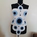 Evil Eye Bead Blouse/ Crochet Evil Eye Top/white and Blue Top/evil Eye ...