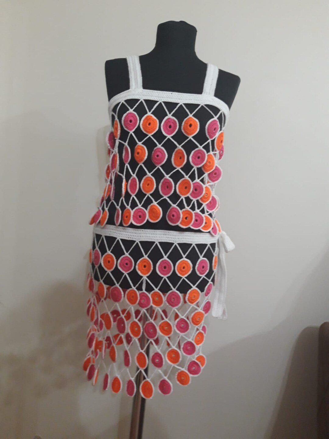 Evil Eye Bikini Top Skirt/pareo/handmade Crochet Bottom Top Bikini ...