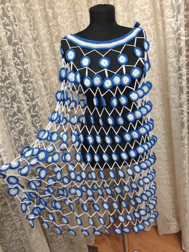 Crochet Evil Eye Bikini Top Skirt/pareo/beach Wear/knitted Evil Eye ...