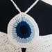 Evil Eye Bead Blouse/ Crochet Evil Eye Top/white and Blue Top/evil Eye ...