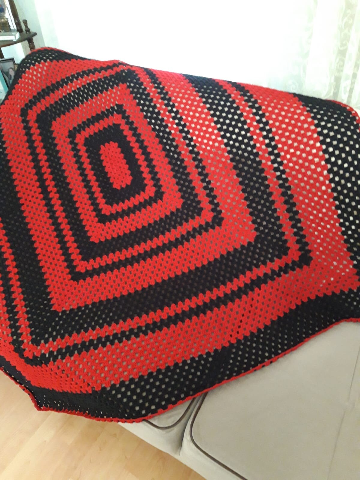 Red Granny Square Crochet Blanket - Handmade Afghan - Etsy