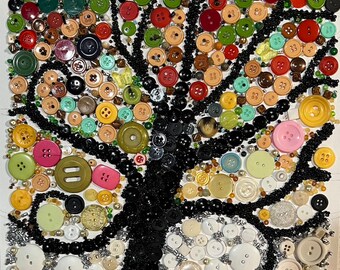 Tree Button Art - Etsy