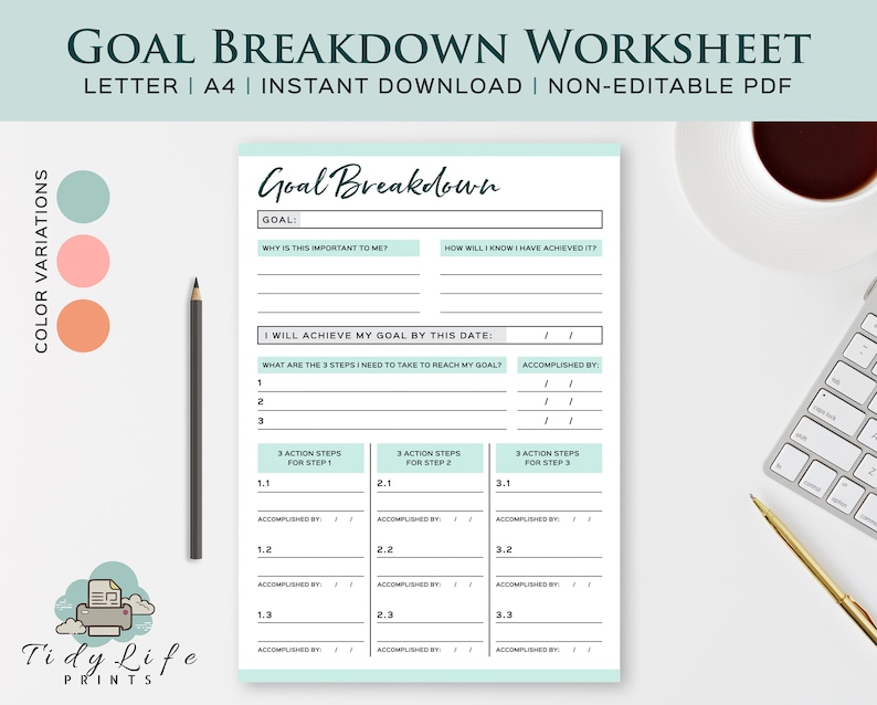 GOAL PLANNER Breakdown Worksheet 2022 Goal Setting - Etsy GOAL PLANNER Breakdown Worksheet 2022 Goal Setting - Etsy