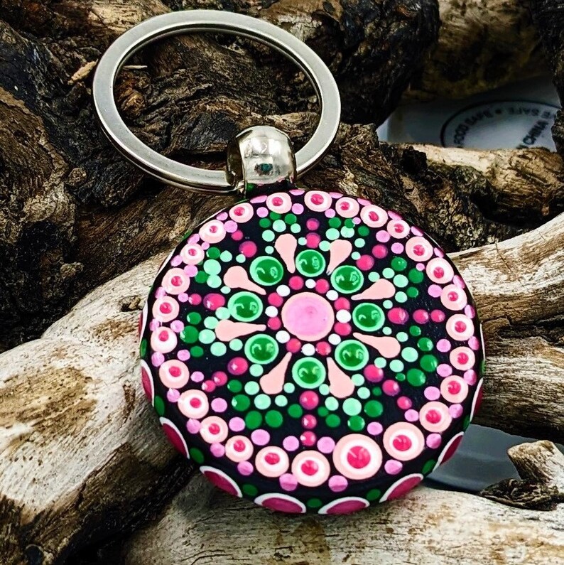 Handpainted Keychain Dot Mandala Keys Handmade Functional Art - Etsy