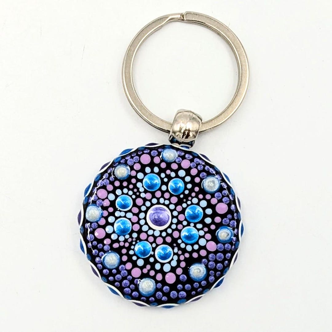 Beautiful Handpainted Dot Mandala Keychain; Dot Mandala; Keychains; One ...