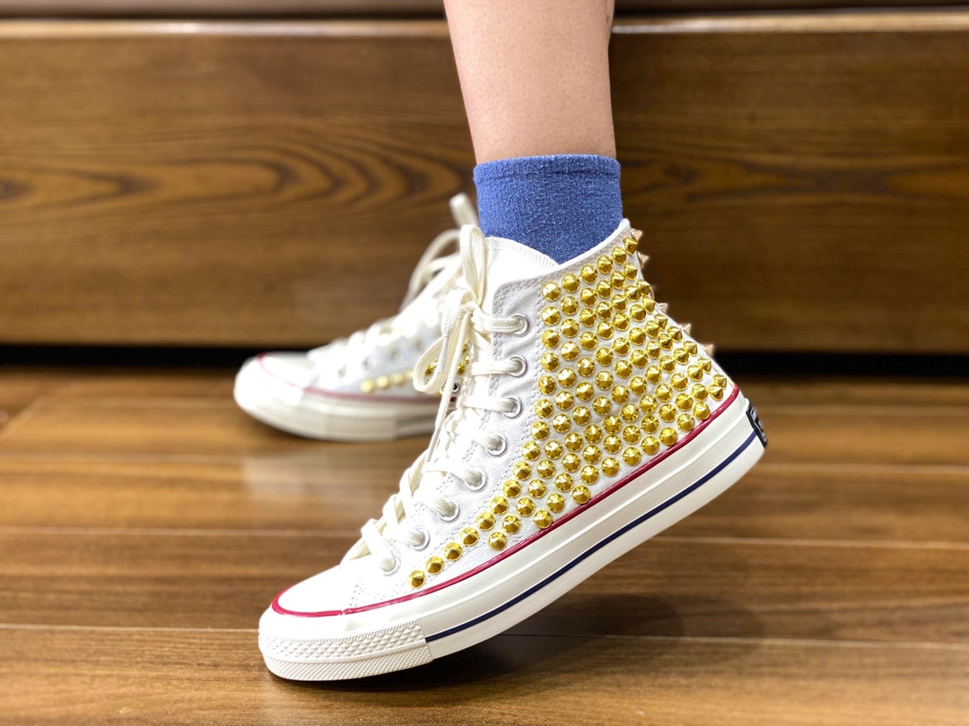Studded Converse White/ Studded Converse Shoes White High Top/ Studded ...