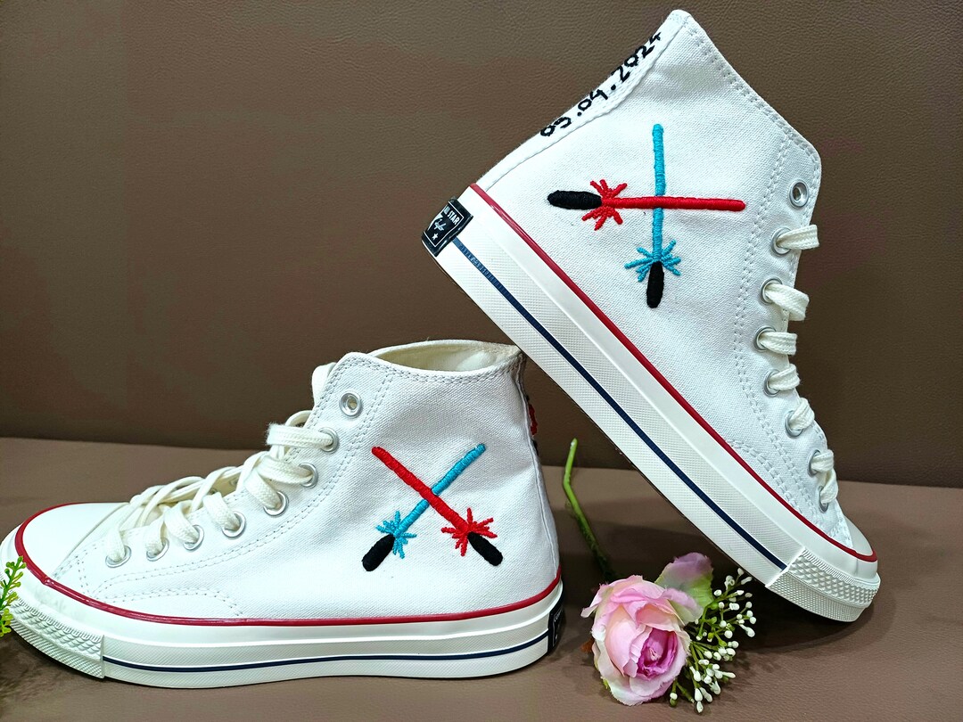 Lightsaber Star Wars Embroidered Design on Converse High-top Shoes ...
