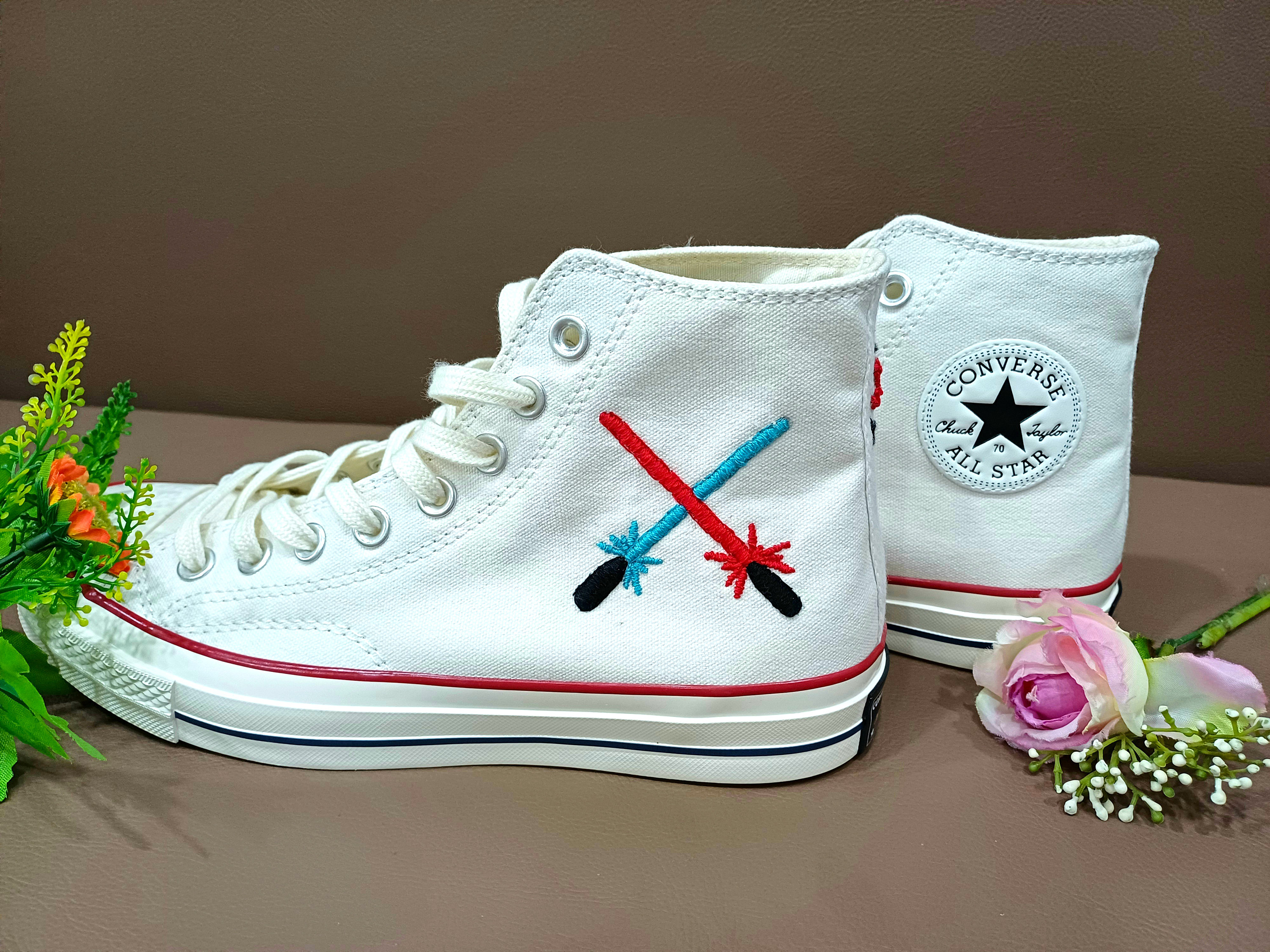 Lightsaber Star Wars Embroidered Design on Converse High-top Shoes ...