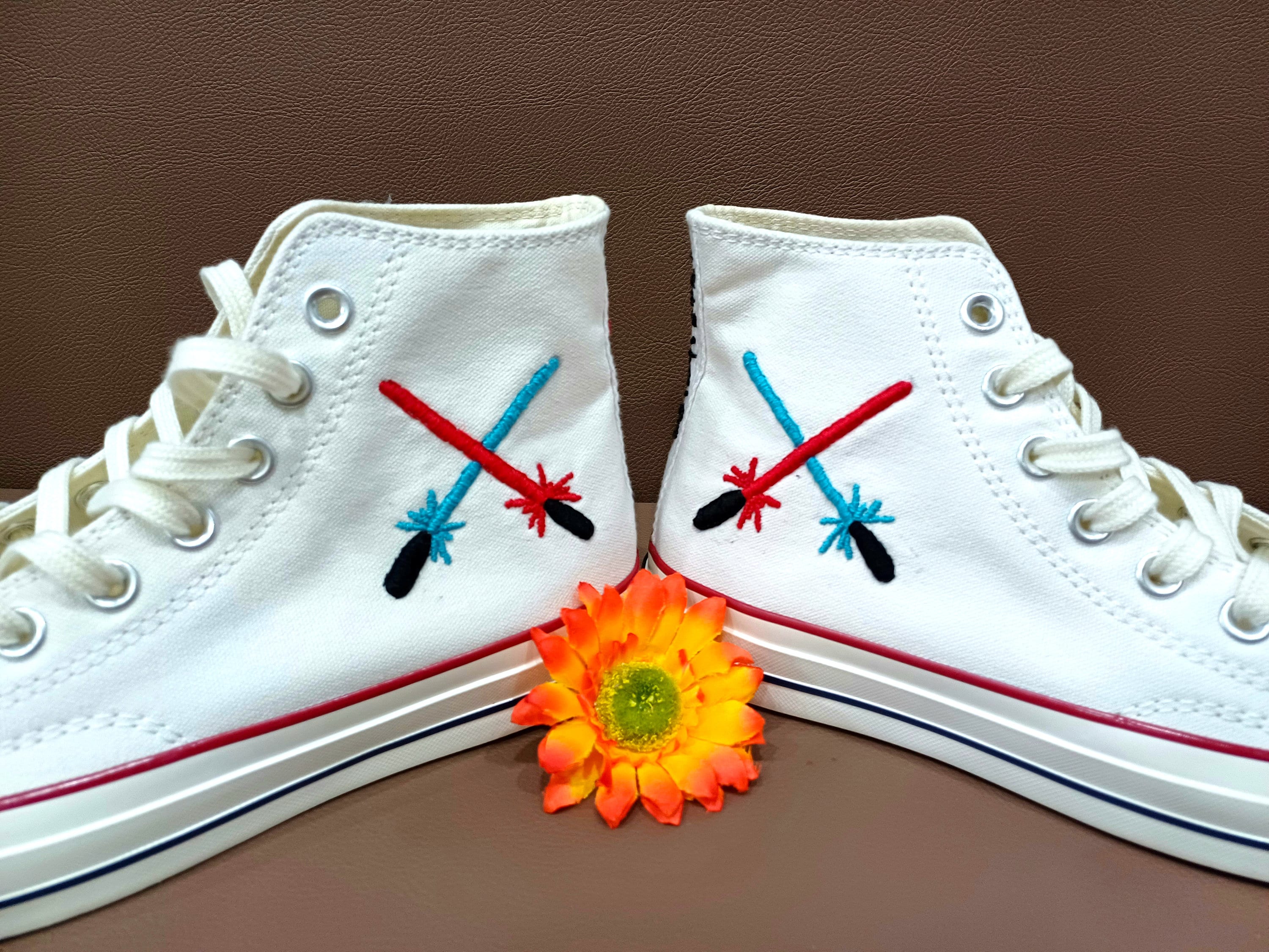 Lightsaber Star Wars Embroidered Design on Converse High-top Shoes ...