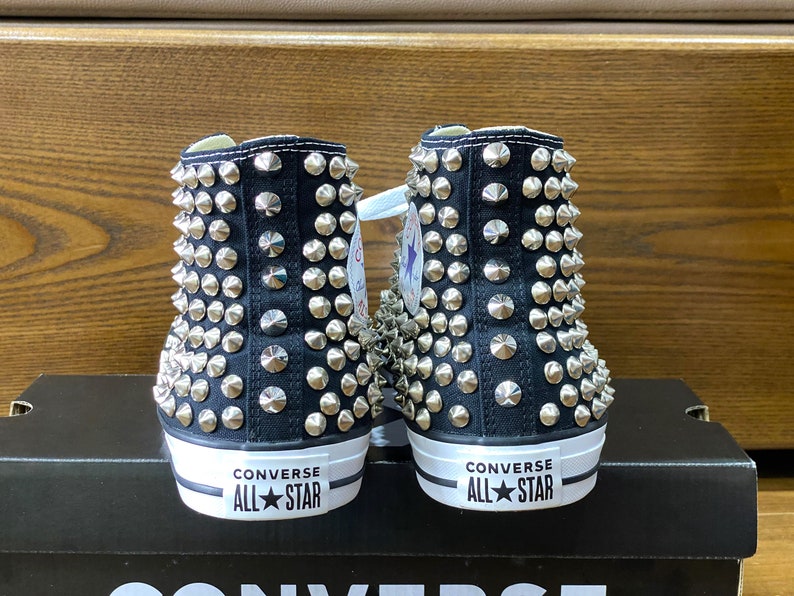 Studded Converse High Tops/ Black Studded Converse High Tops/ Studded ...