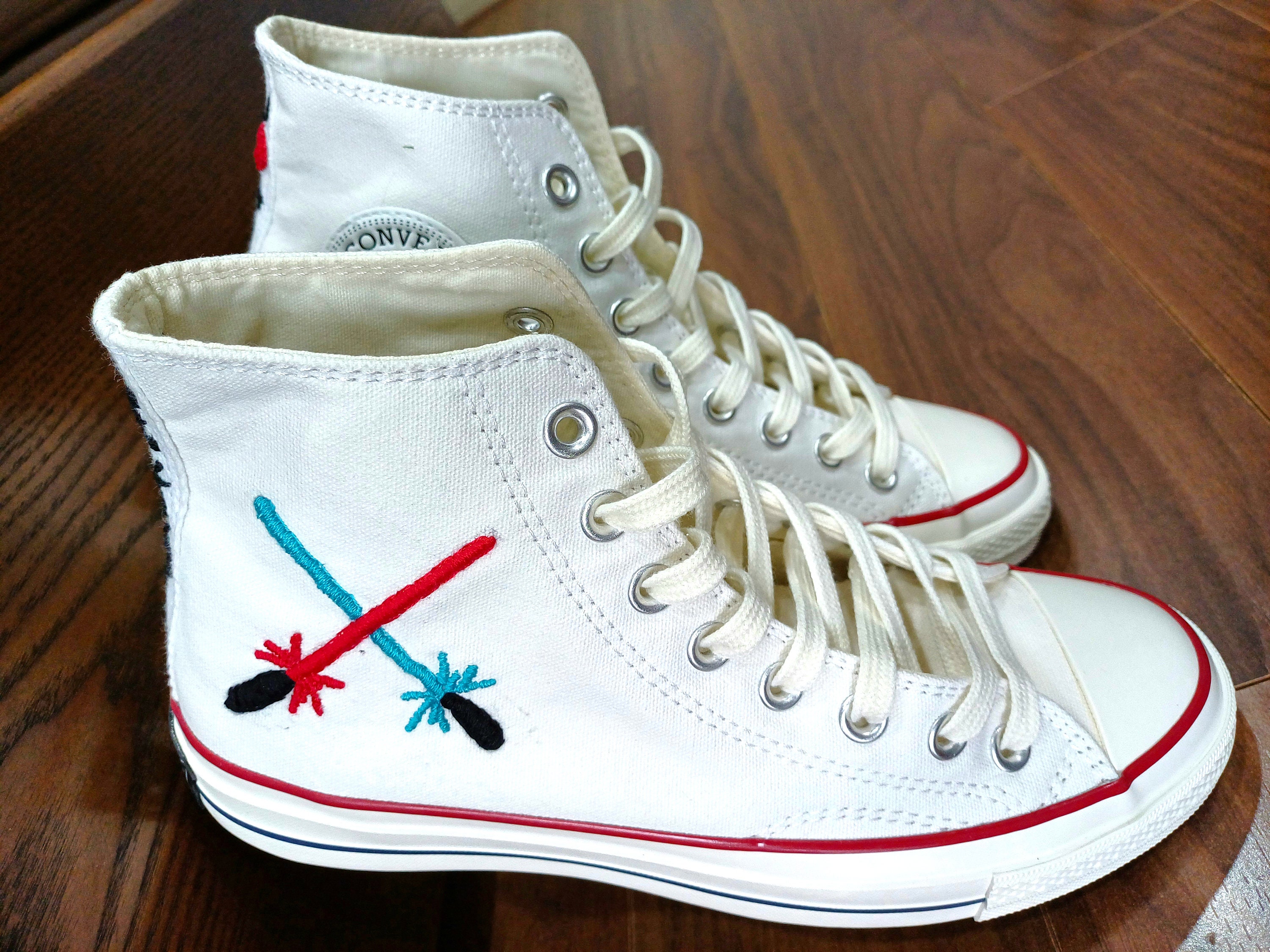 Lightsaber Star Wars Embroidered Design on Converse High-top Shoes ...