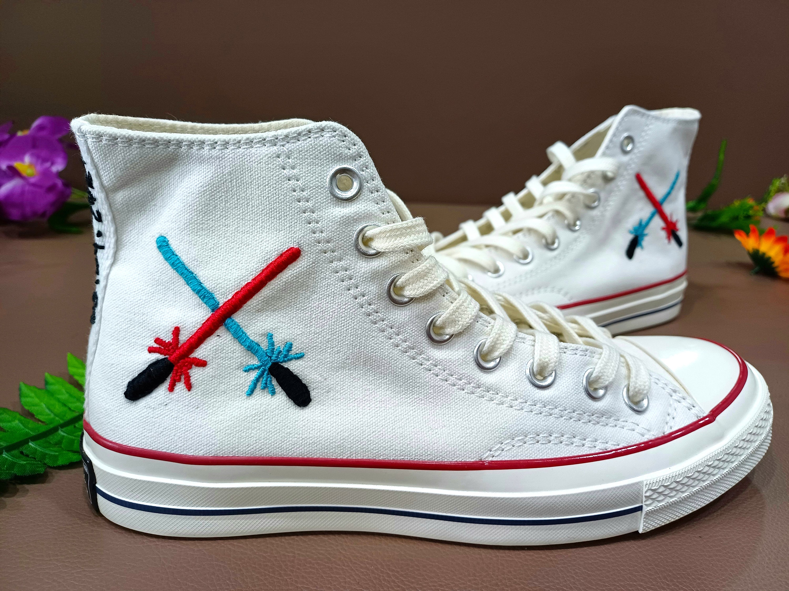 Lightsaber Star Wars Embroidered Design on Converse High-top Shoes ...