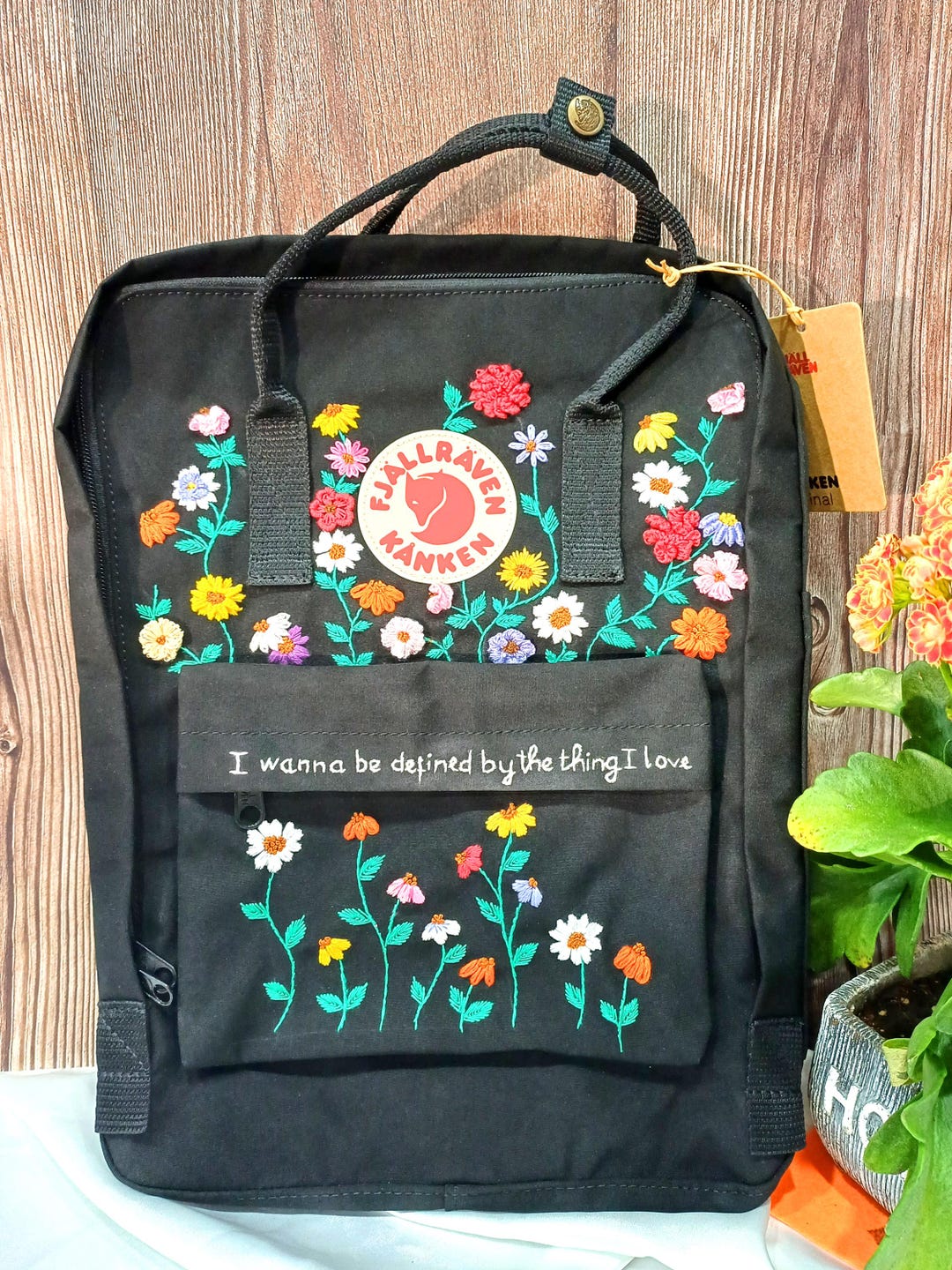 Fjallraven Kanken Backpack Custom Embroidered 3D Flower Forest / Kanken ...