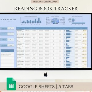 Digital Book Tracker Log Template Google Sheets, Book Journal Library ...