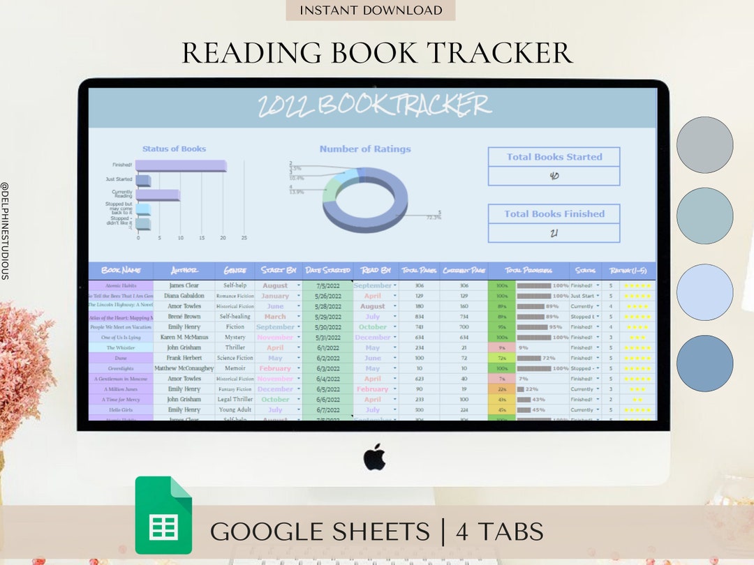 Simple Book Reading Spreadsheet | Book Tracker Template | Reading Log ...