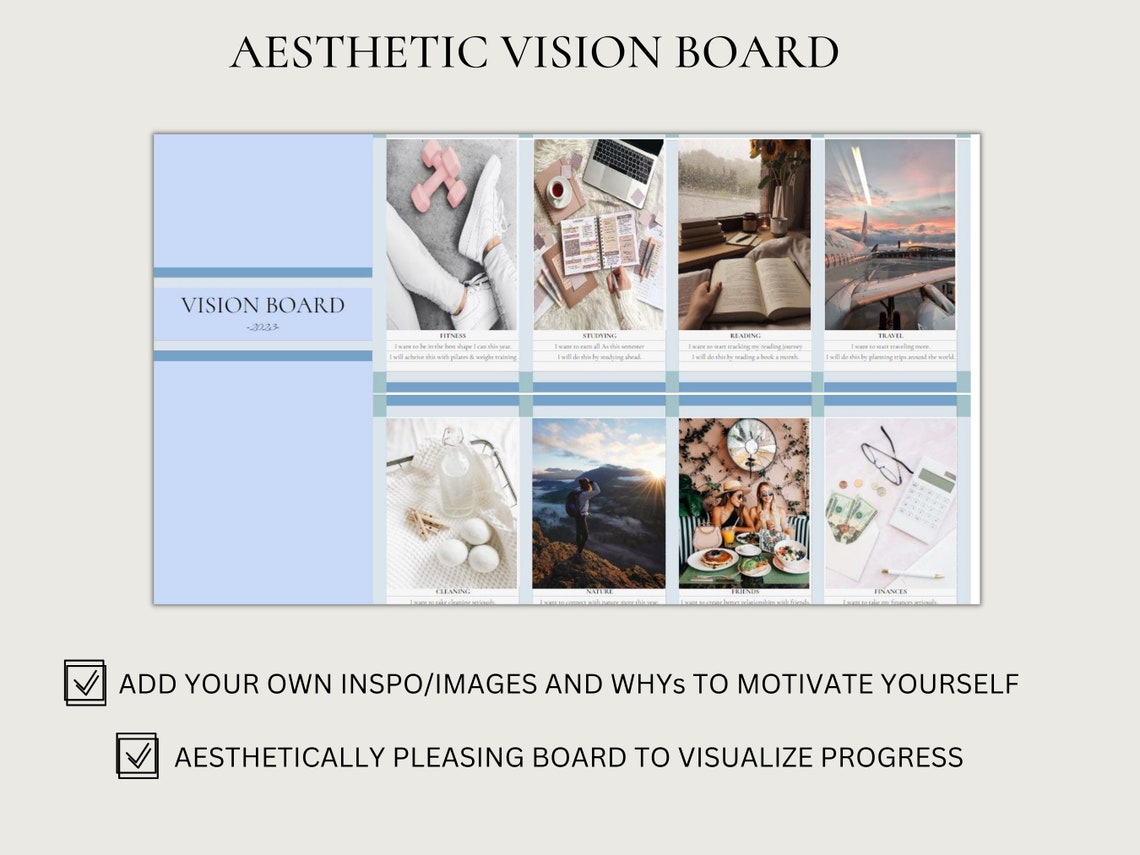 Vision Board Planner Google Sheets Digital Planner - Etsy