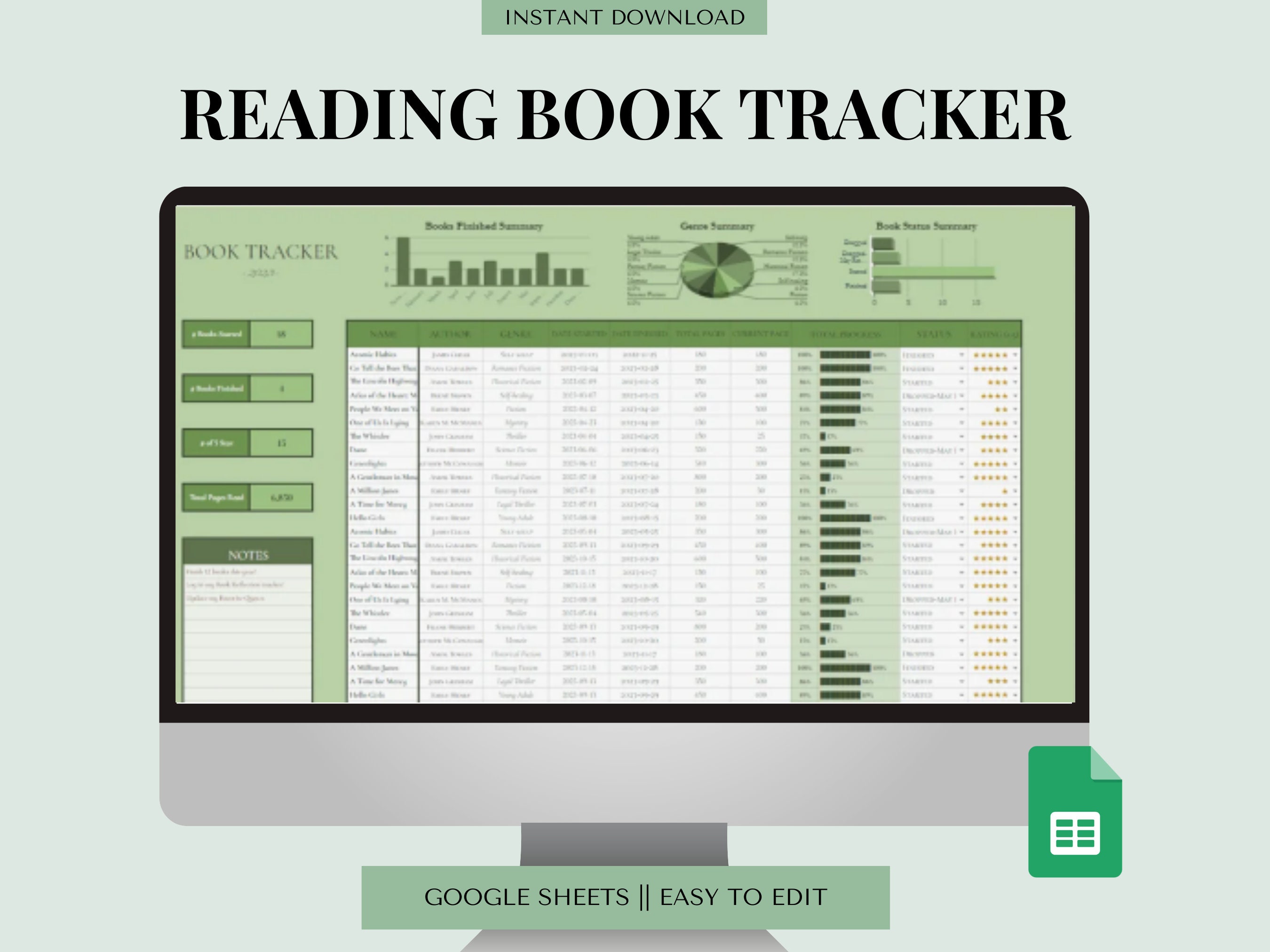 Book Journal Spreadsheet Google Sheets Book Tracker Log Template Book ...