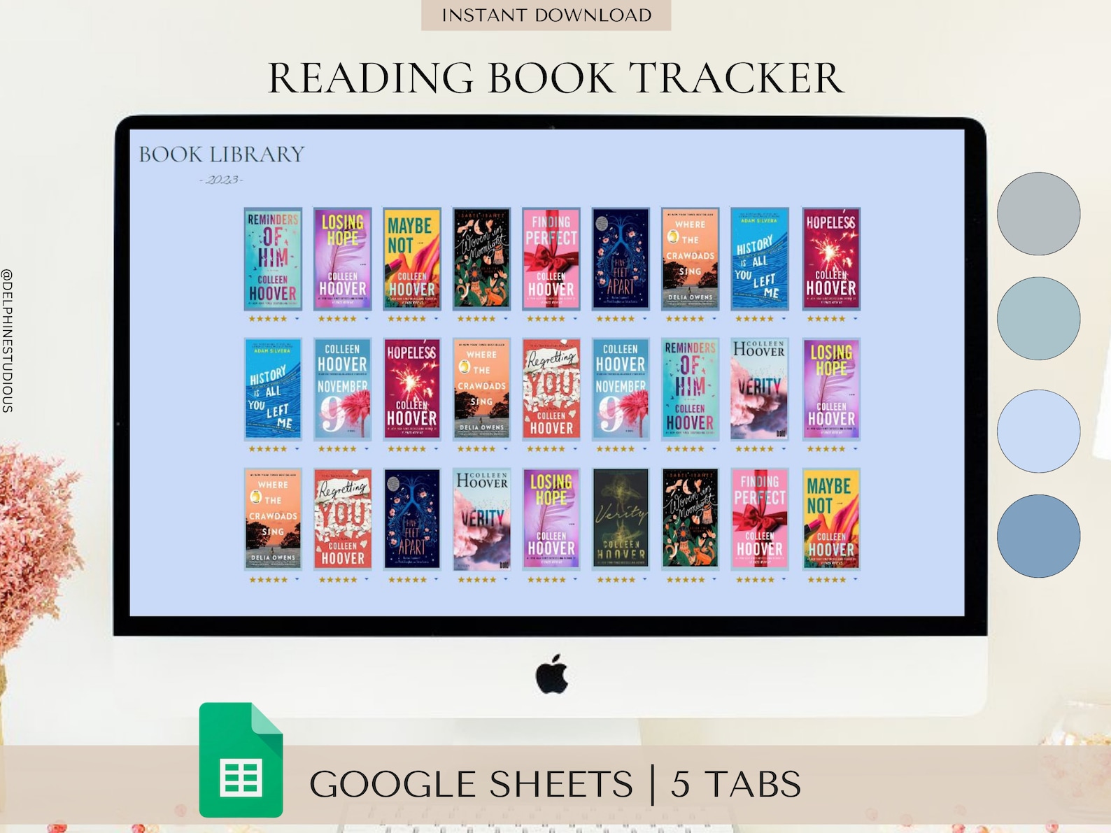 Digital Book Tracker Log Template Google Sheets Book Journal - Etsy