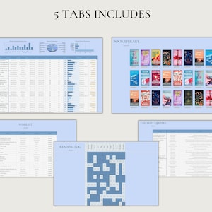 Digital Book Tracker Log Template Google Sheets, Book Journal Library ...