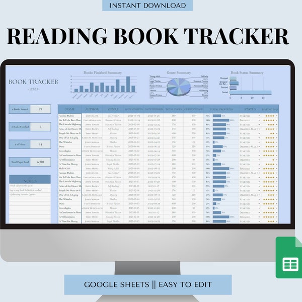 Book Reading Spreadsheet Book Tracker Template Reading Log Google ...