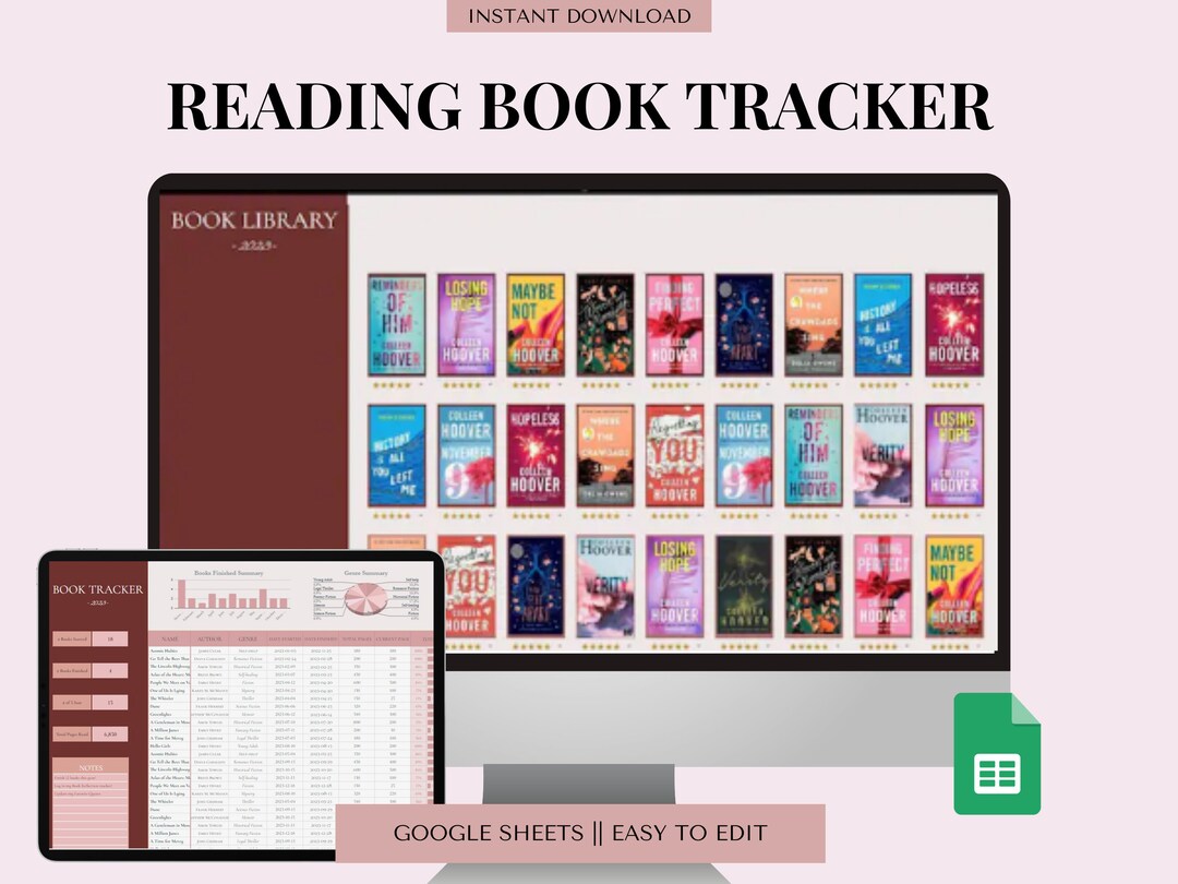 Book Reading Spreadsheet | Book Tracker Template | Reading Log | Google ...