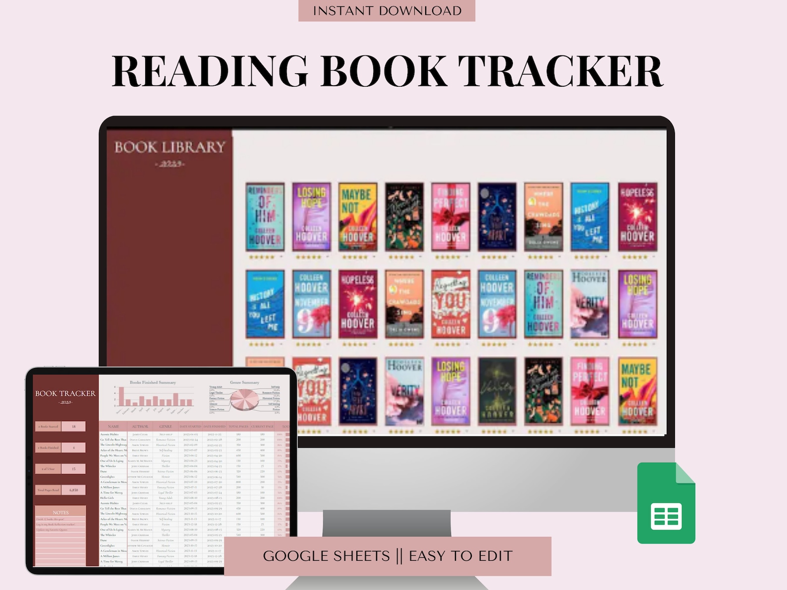Book Reading Spreadsheet Book Tracker Template Reading Log - Etsy