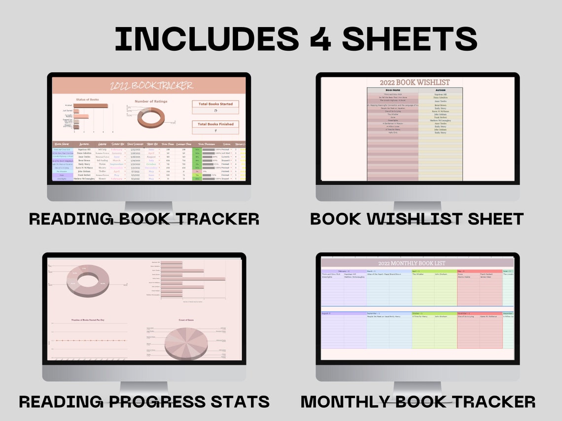 Book Journal Spreadsheet Google Sheets Book Tracker Log - Etsy