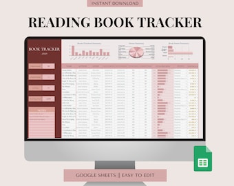 Digital Book Tracker Log Template Google Sheets, Book Journal Library ...