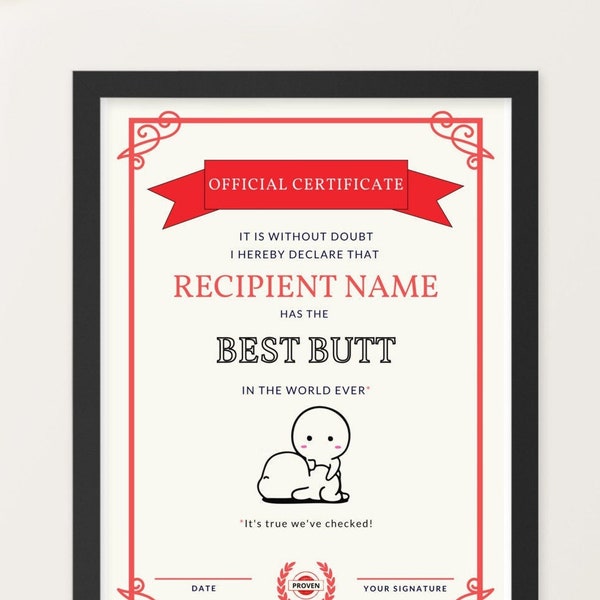 Butt Certificate - Etsy UK