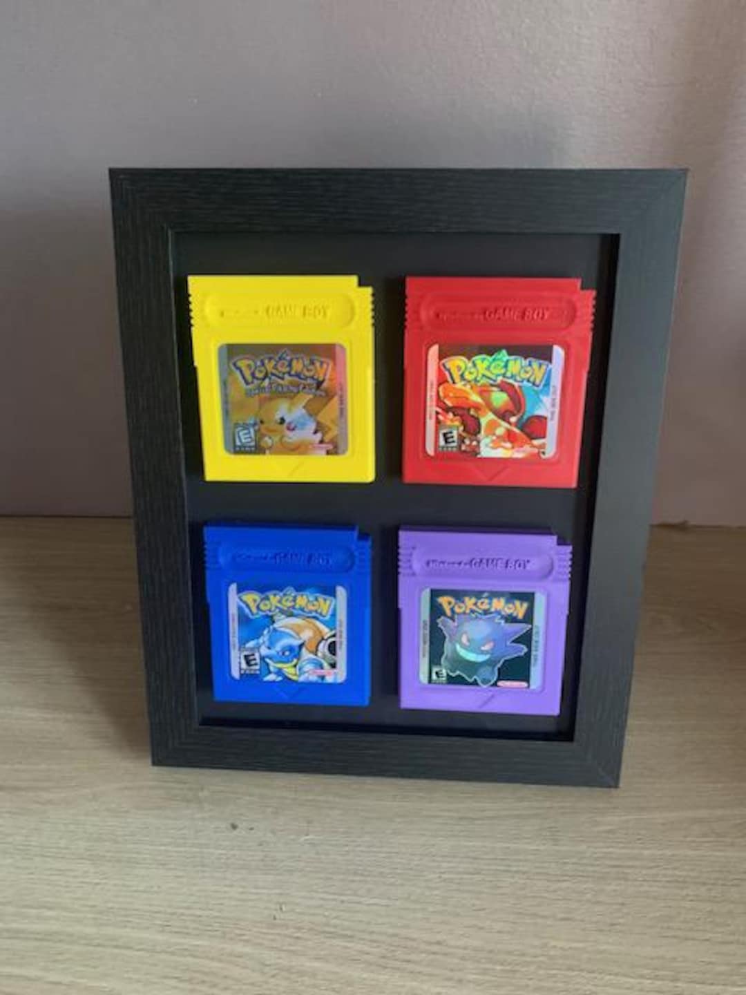 Pokemon Collection of Enlarged Gameboy Cartridges Mounted in Wooden ...