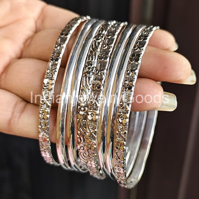 Wide Silver Bangle - Etsy