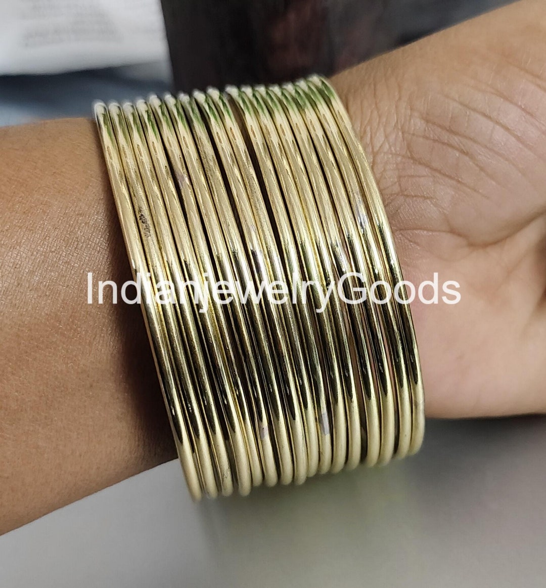Solid Brass Bangles Set 12 Set of Bangles Stacking Bangles 12 Day Brass ...