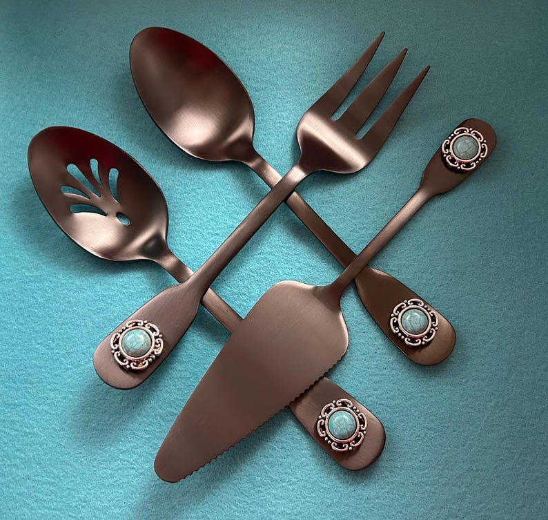 Black Matte & Turquoise Hostess Serving Set (4 Piece). - Etsy