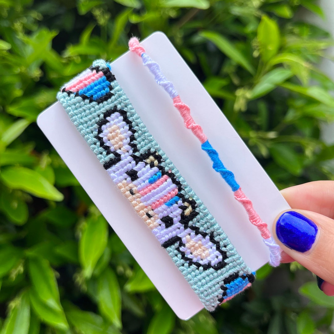 Transgender Pride Flag Friendship Bracelet Set, Cow Bracelet, Handmade ...