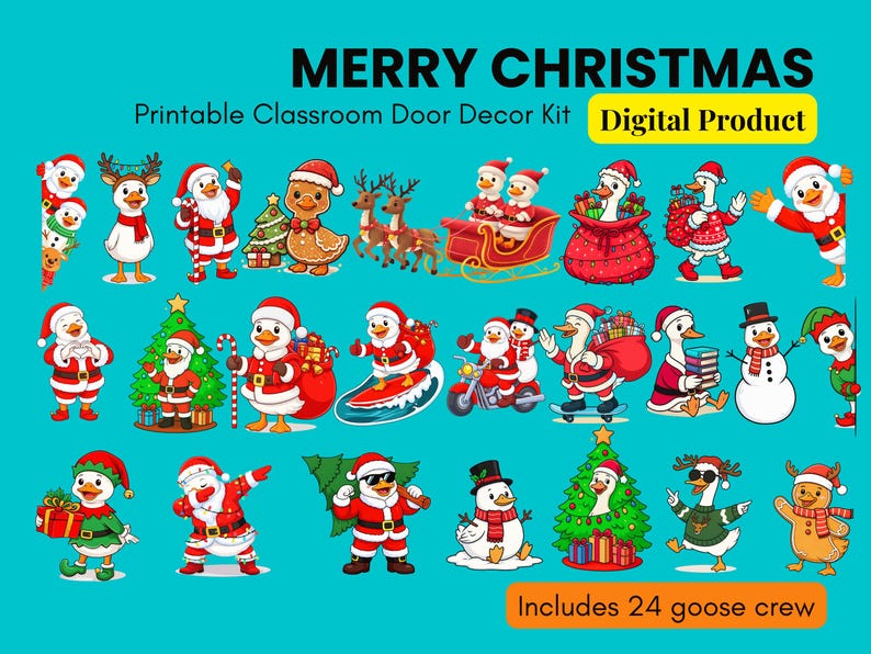 Christmas Classroom Door Decor | Cute Goose Bulletin Board | Printable ...