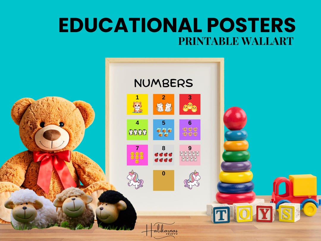 Printable Numbers Poster, Educational Wall Art for Kids, Montessori ...