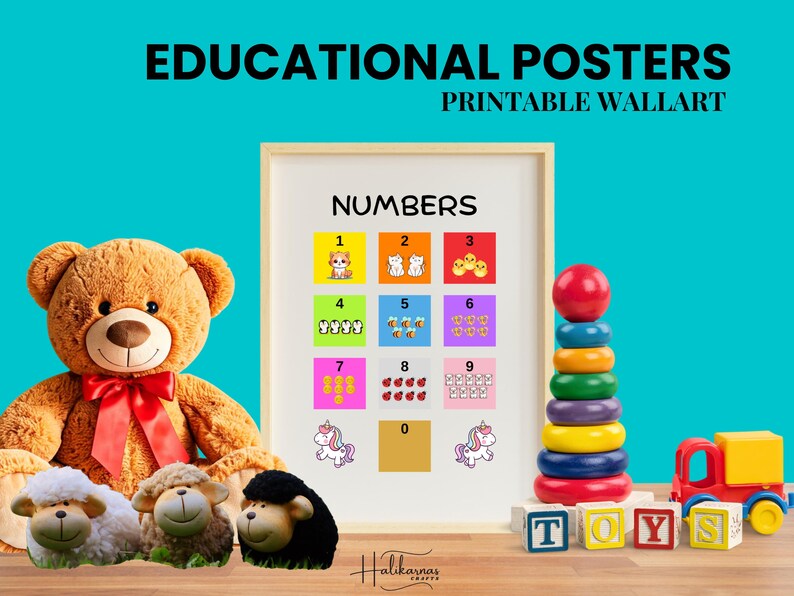 Printable Numbers Poster, Educational Wall Art for Kids, Montessori ...