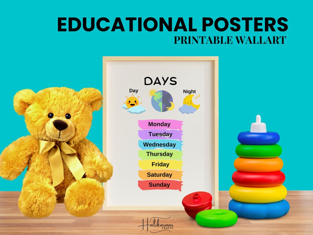Days of the Week, Emotions Chart, Montessori Homeschool Decor ...