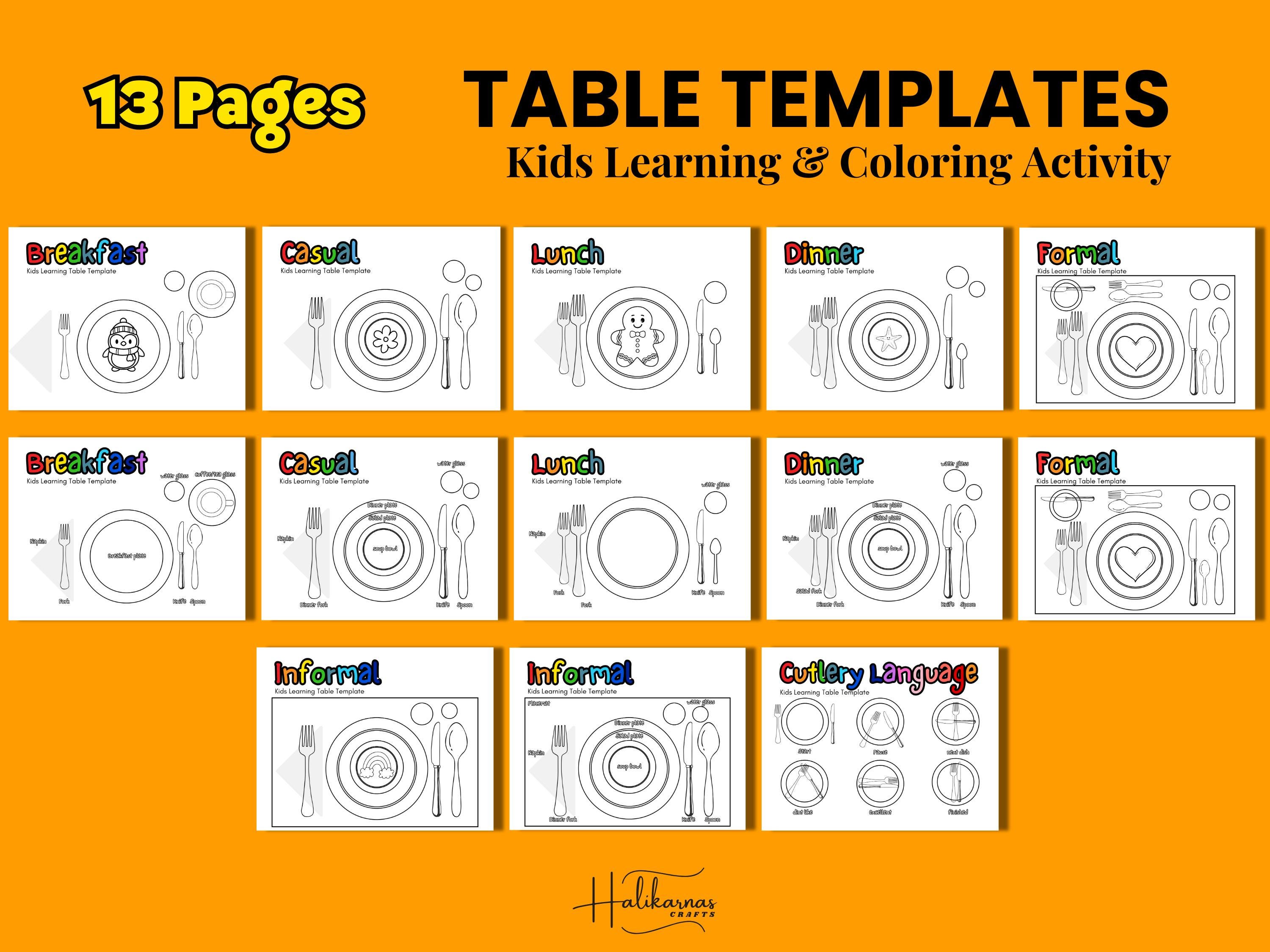 Kids Learning Table Template, Montessori Placemat Printable, Table ...