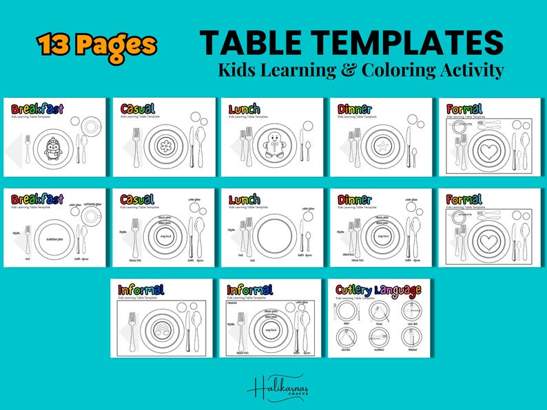 Kids Learning Table Template, Montessori Placemat Printable, Table ...