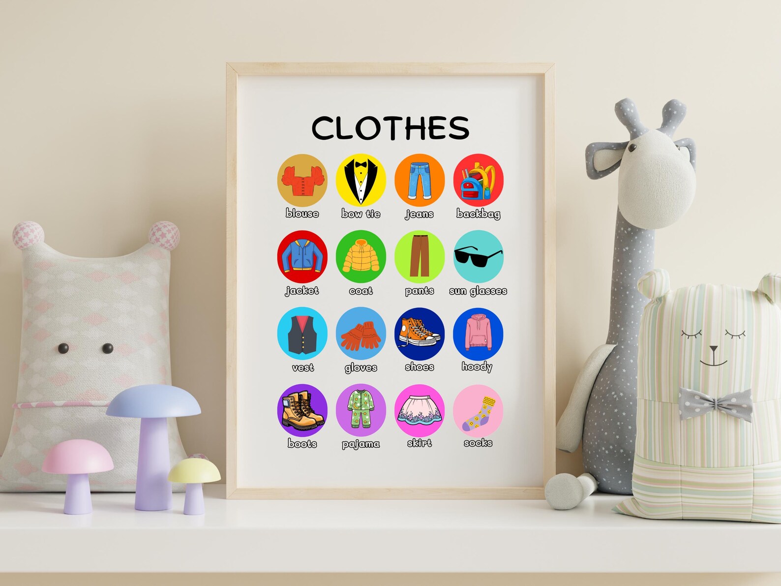 Clothes Educational Poster, Printable Clothing Chart for Kids, Toddler ...