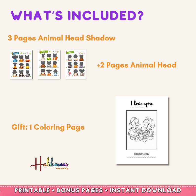 Animal Head Shadow Matching Game | Preschool Visual Discrimination ...
