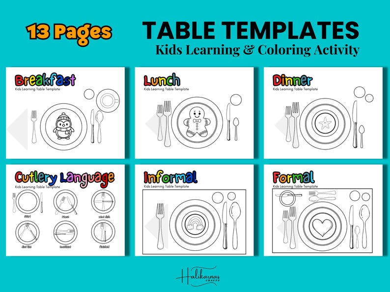 Kids Learning Table Template, Montessori Placemat Printable, Table ...