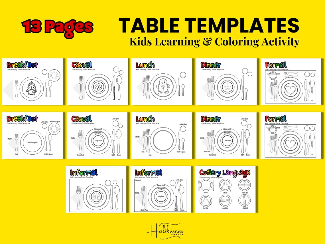 Montessori Table Setting Printable: Kids Learning Placemat (PDF) - Etsy