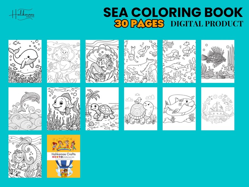 Libro para colorear del mar para niños, 30 páginas imprimibles ...