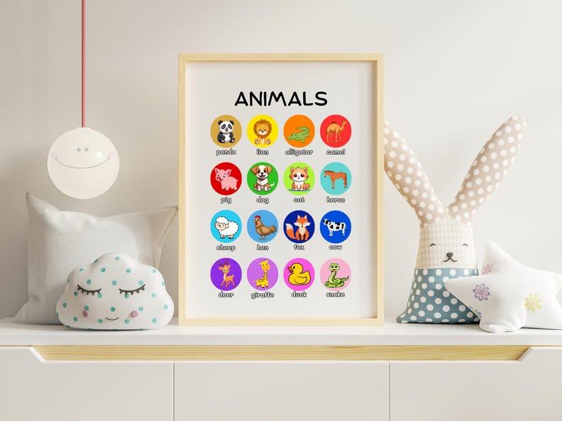 Animals Educational Poster: Montessori Kids Learning Chart (digital ...