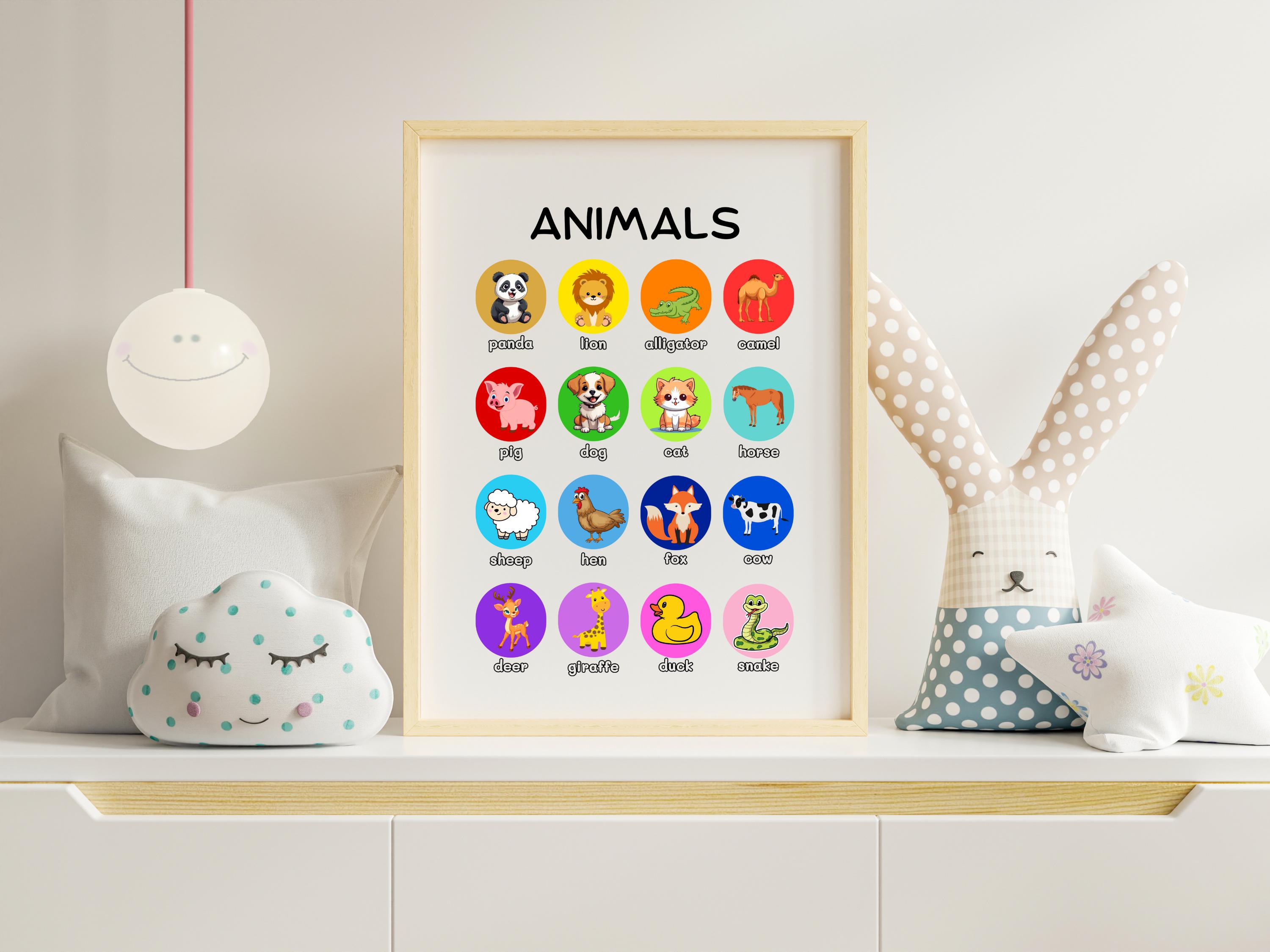 Animals Educational Poster: Montessori Kids Learning Chart (digital ...