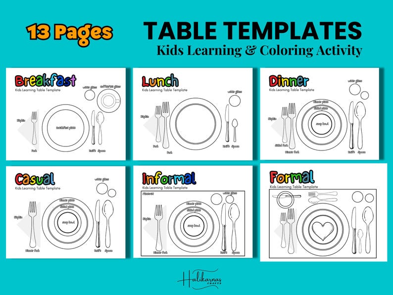 Kids Learning Table Template, Montessori Placemat Printable, Table ...