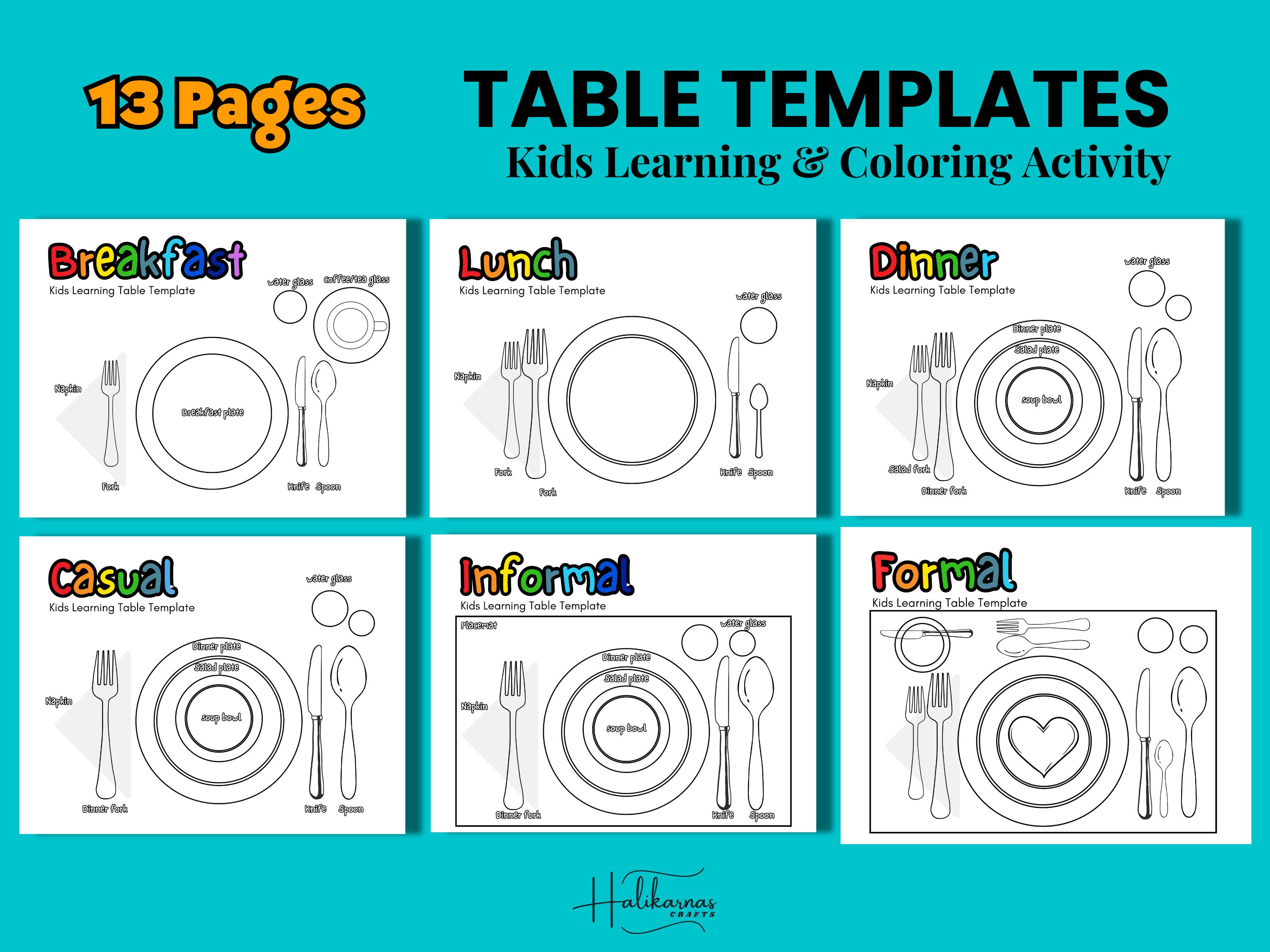 Kids Learning Table Template, Montessori Placemat Printable, Table ...