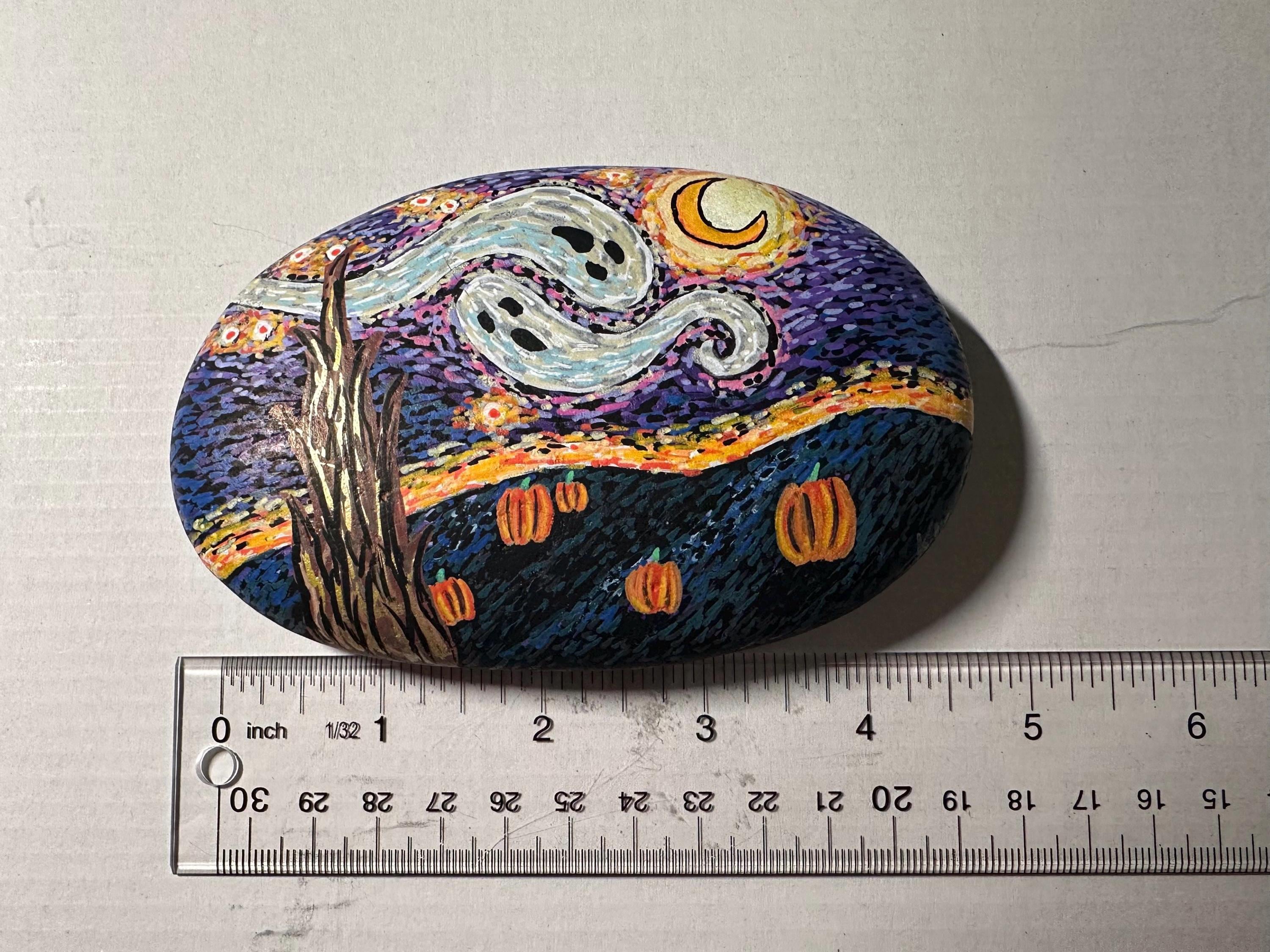 Halloween Starry Night Painted Rock - Etsy